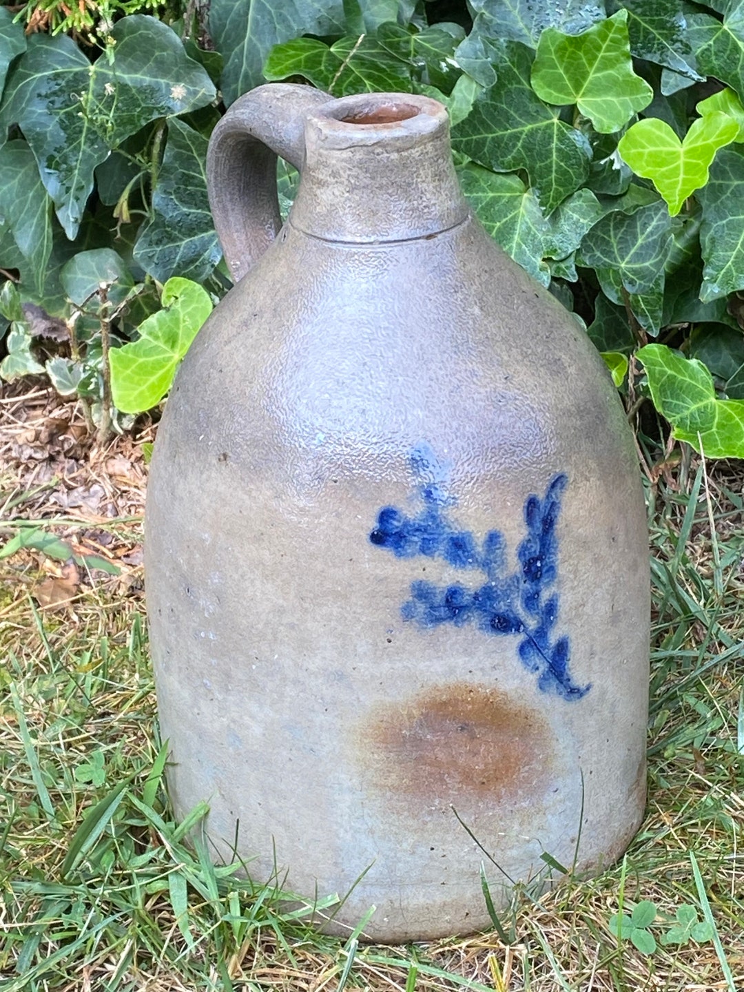 Antique Salt Glazed Jug With Blue Cobalt Design - Etsy