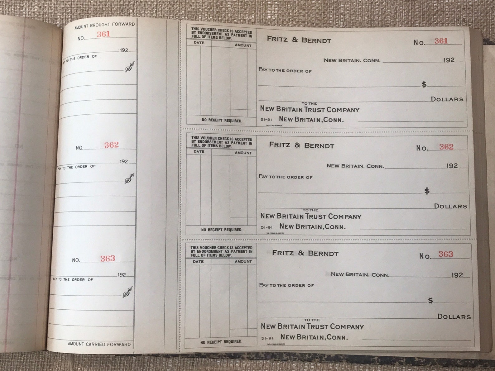Antique (1920s) Large Company or Business Bank Check Book and Register ...