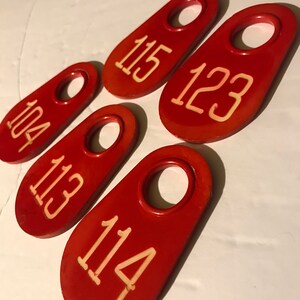 Vintage Red and White Plastic Cattle or Cow Tag for Repurposing - Etsy