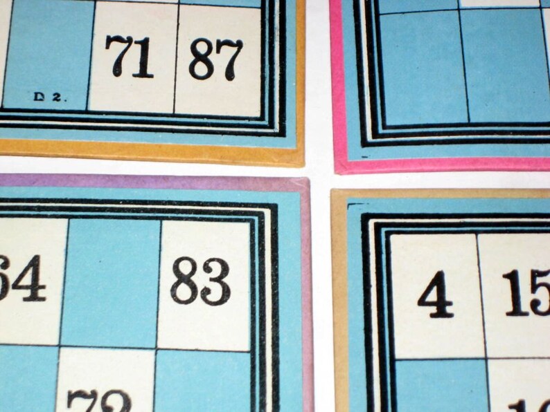 4 Antique Lotto Cards Unusual Color Robin's Egg Blue - Etsy