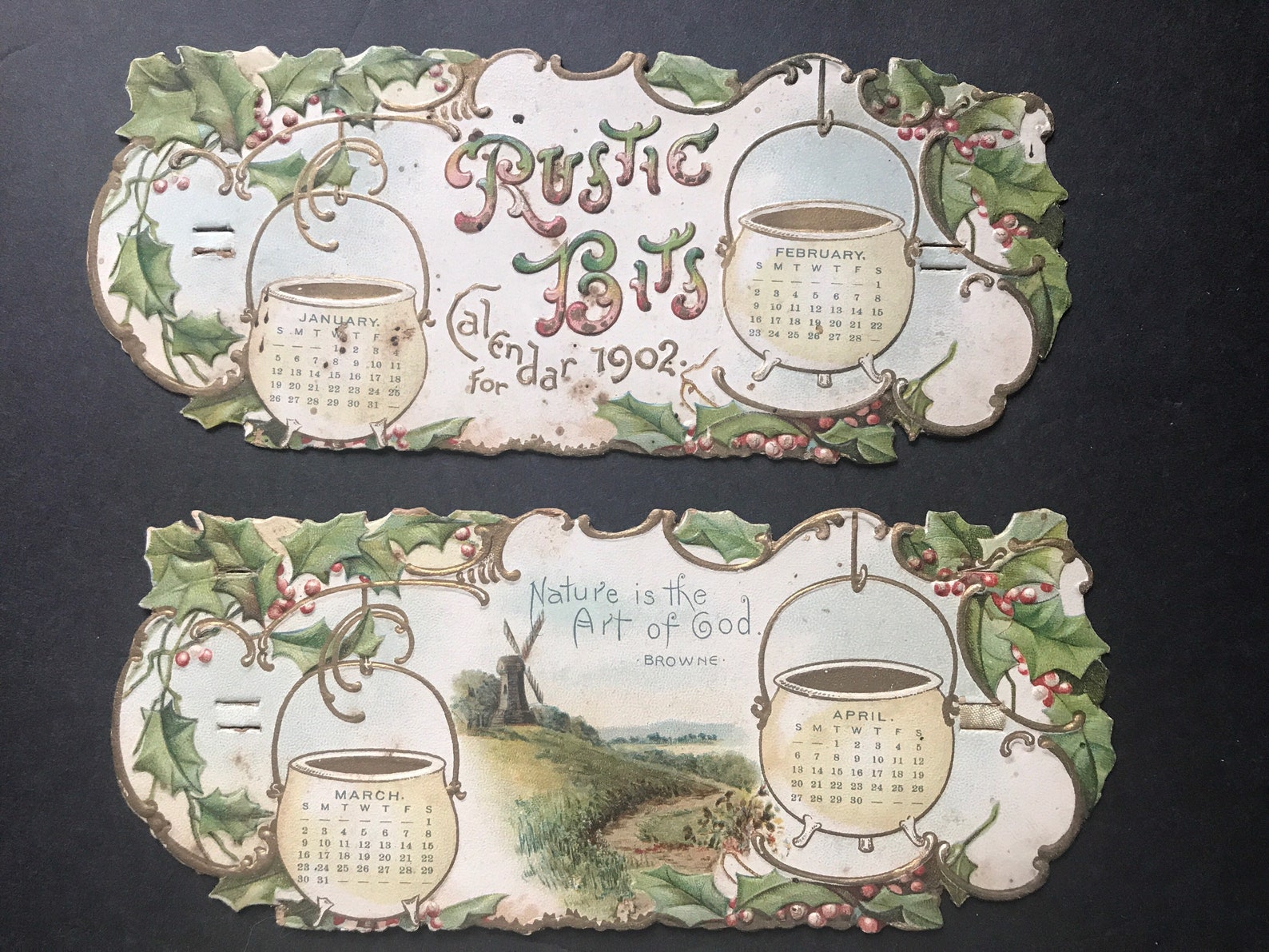Antique (1902) Die Cut Rustic Bits Calendar - Etsy