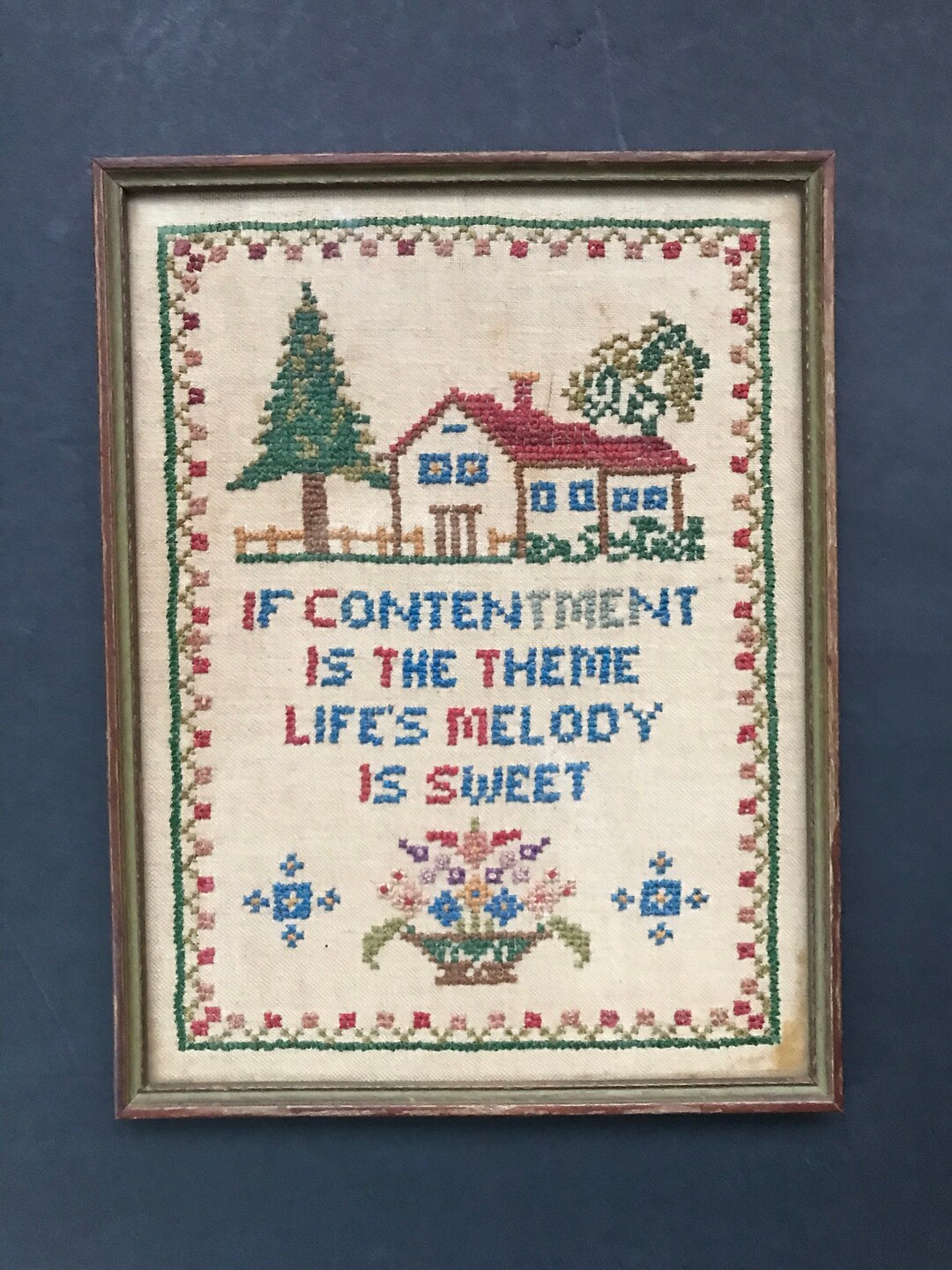 Colorful Vintage Cross Stitch Embroidery - If Contentment is the Theme ...