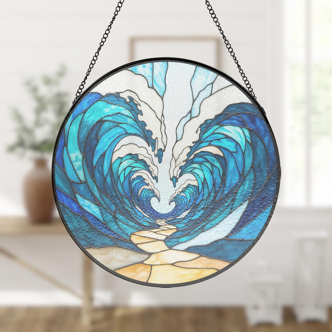 Parting the Red Sea, Stained Glass Suncatcher Window Hanging, Old ...