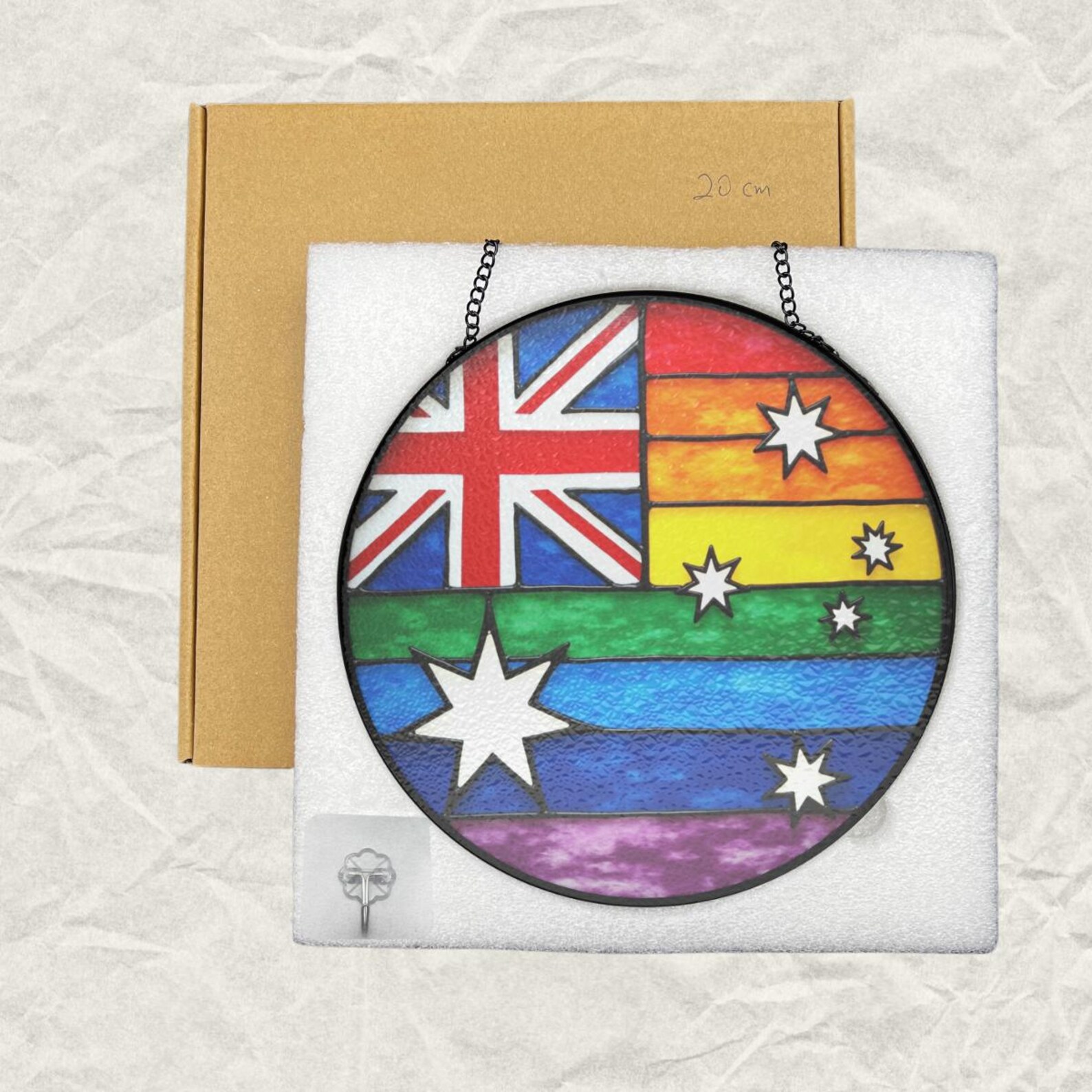 Rainbow Australia Flag LGBTQ Suncatcher, Colorful Pride Window Decor ...
