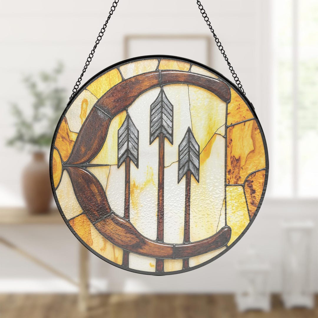Jonathans Bow Arrows, Stained Glass Suncatcher Window Hanging, Old ...