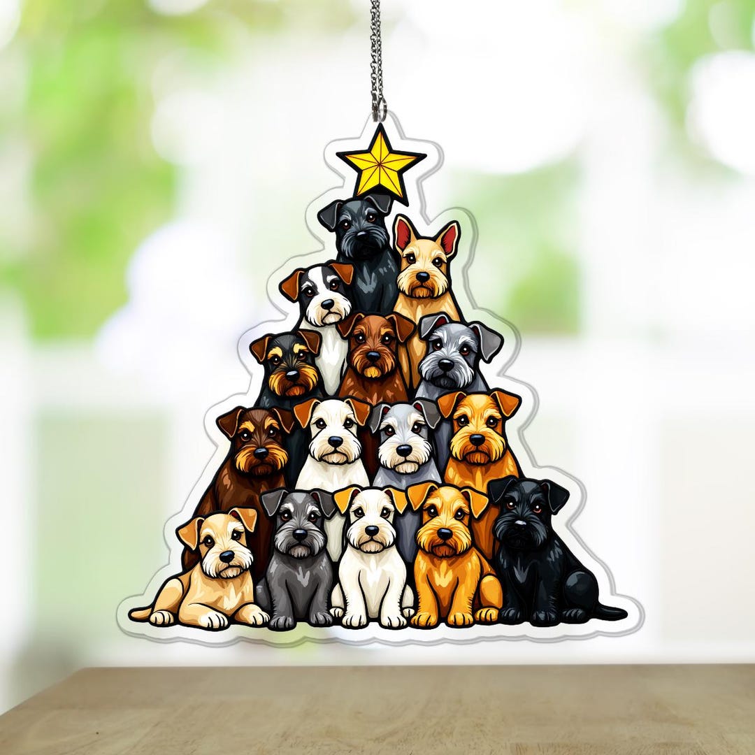 Miniature Schnauzer Christmas Tree Acrylic Suncatcher, Holiday Decor ...