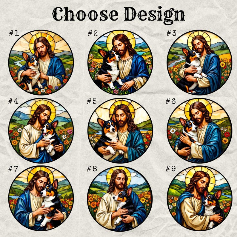 Custom Jesus Christ Hugging A Black & Tan Pembroke Welsh Corgi Dog ...