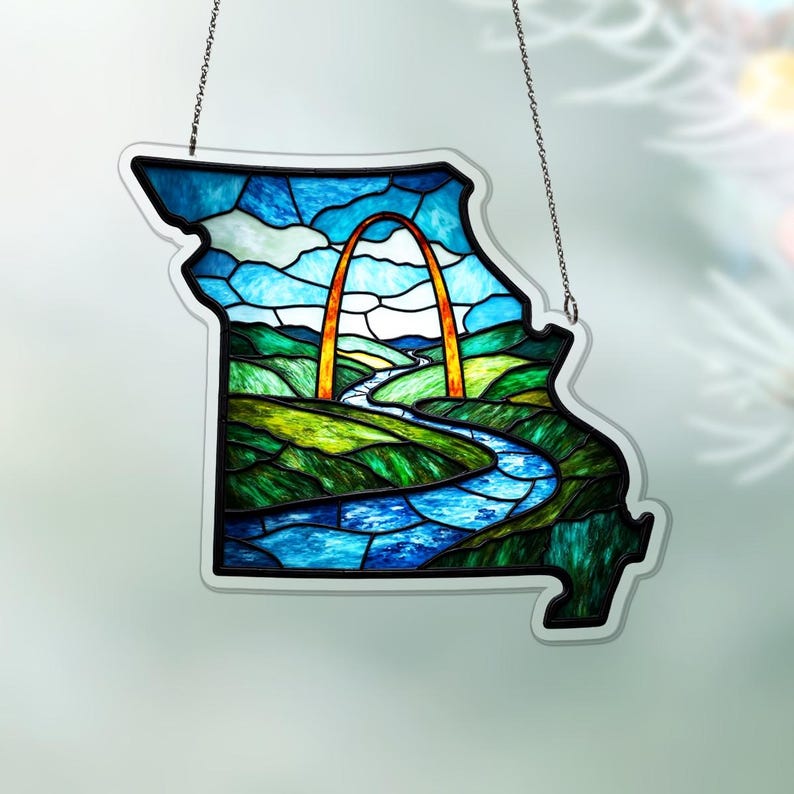 Missouri Pride Acrylic Suncatcher, Home State Decor, Faux Stained Glass ...