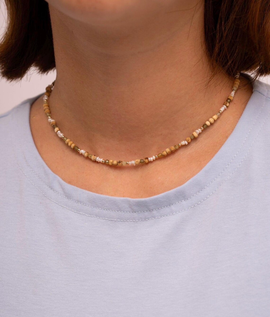 Handmade Tulsi Necklace: Pearls, Gemstones, Gold-filled Beads - Etsy