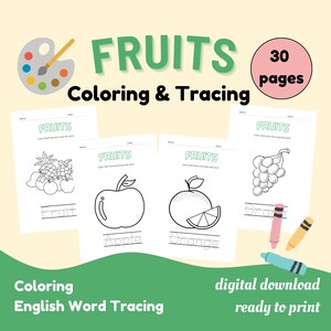 30 Fruits Coloring Pages for Kids Fruits Coloring Kids Coloring Book ...