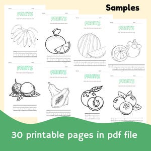 30 Fruits Coloring Pages for Kids Fruits Coloring Kids Coloring Book ...