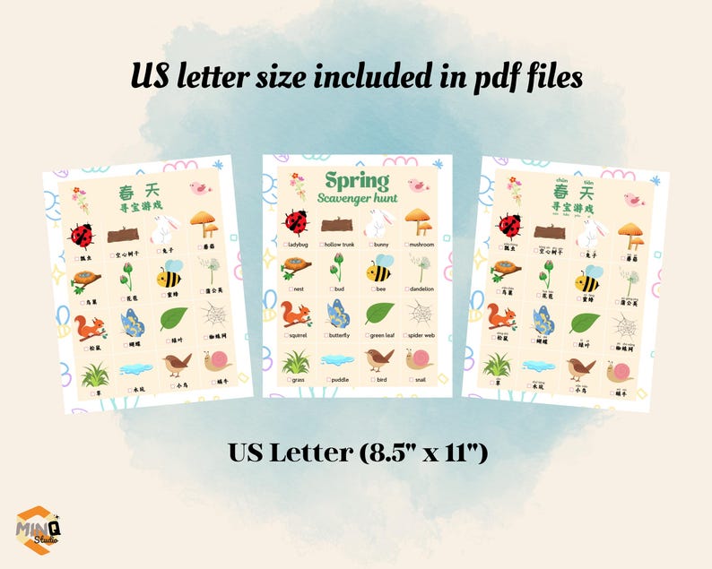 CN / ENG I Printable Bilingual Four Seasons Scavenger Hunt Bundle 3 ...