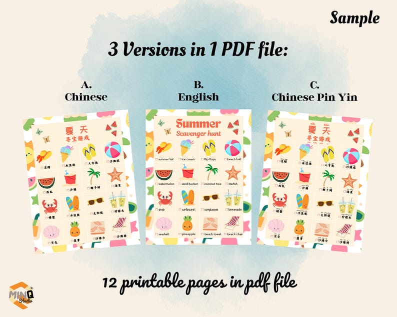 CN / ENG I Printable Bilingual Four Seasons Scavenger Hunt Bundle 3 ...