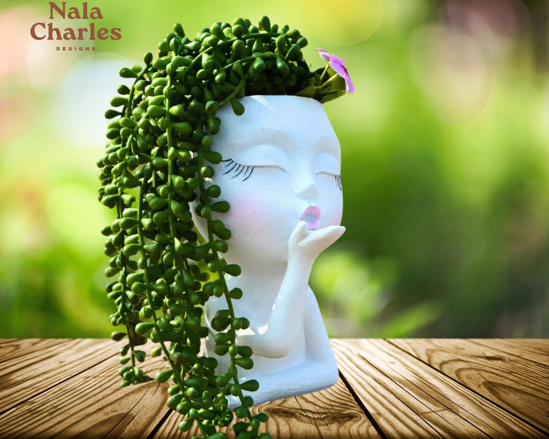 Handmade Eclectic Side Pose Kissing Girl Face Head Planter Cute ...