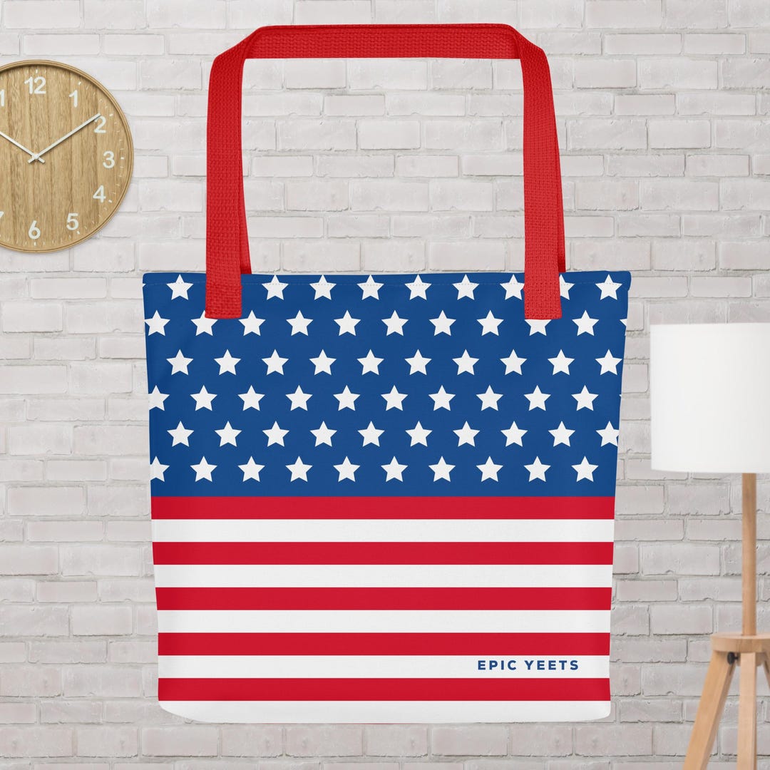 Patriotic Tote Bag | American Flag Design Tote | EPIC YEETS Print-on ...