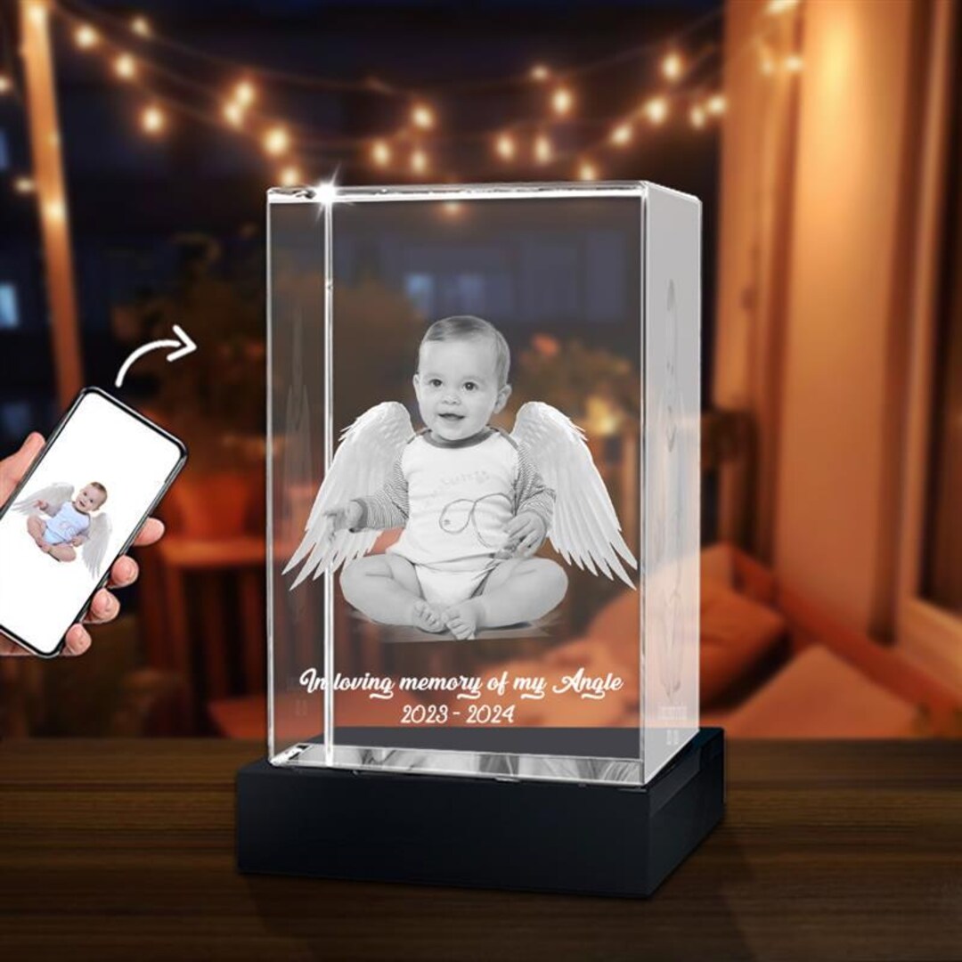 Personalized Memorial 3D Crystal, Engraved Picture, Unique Crystal ...
