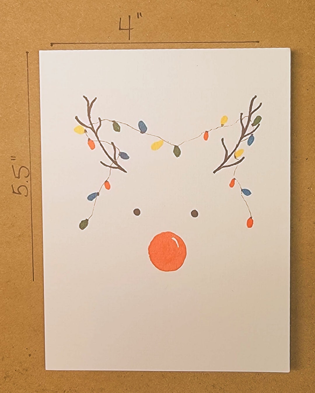 Rudolph Reindeer Card, Christmas Card, Handmade Card, Holiday Card ...