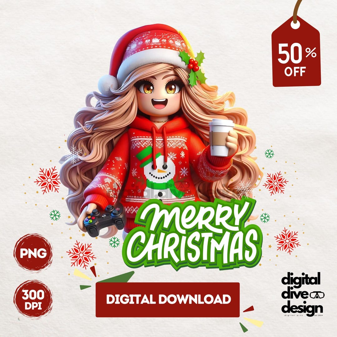 Christmas Roblox PNG, Christmas Gamer Girl PNG, Roblox Png, Gamer Png ...