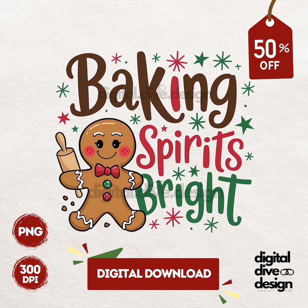 Baking Spirits Bright Png, Christmas Baking Shirt Png, Christmas ...