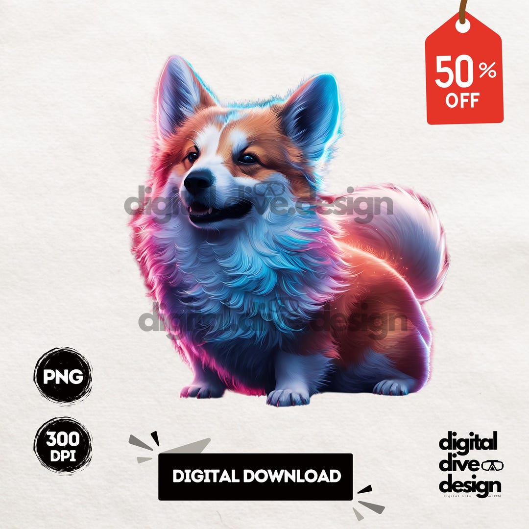 Neon Corgi Dog Png, Dog Clipart, Dog Shirt Png, Dog Shirts Designs, Dog ...