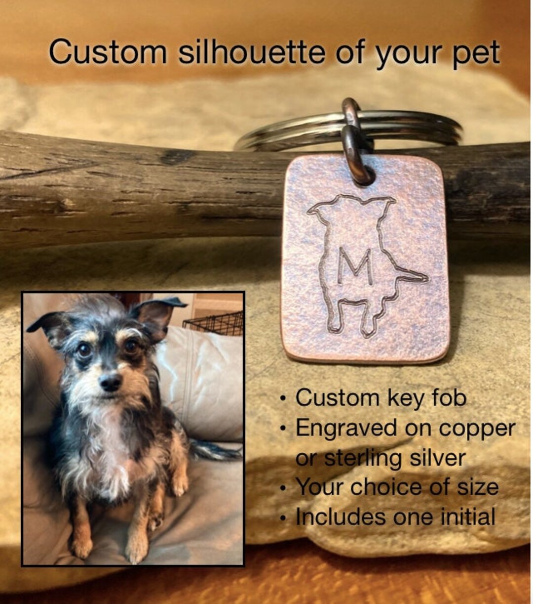 Dog Lover Gift, Custom Keychain Pet Silhouette, Handmade Copper Key ...