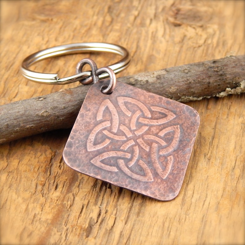 Celtic Keychain, Engraved Key Chain, Gifts for Him, Copper Keychain ...
