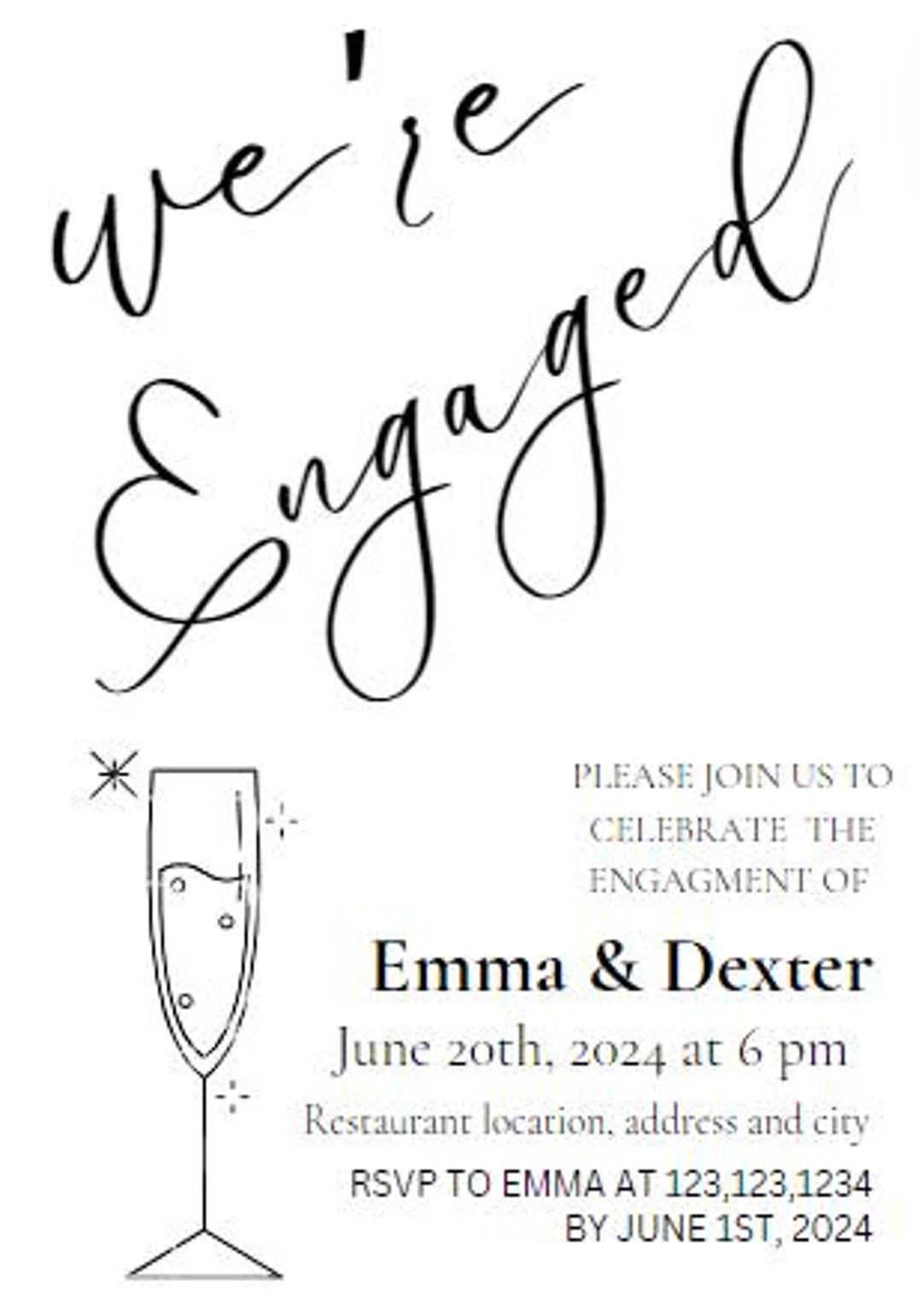 Elegant Engagement Invitation Card - Customizable Design for Your ...