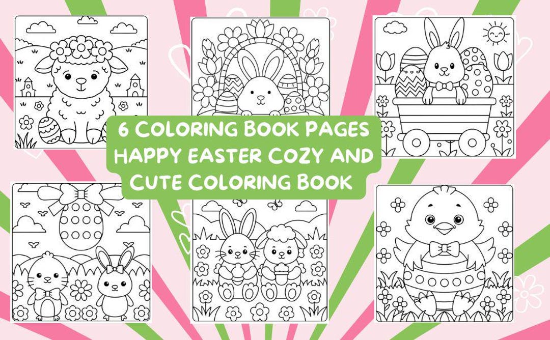 Happy Easter Bold and Easy Coloring Book Cozy Easter Vibes Stress ...