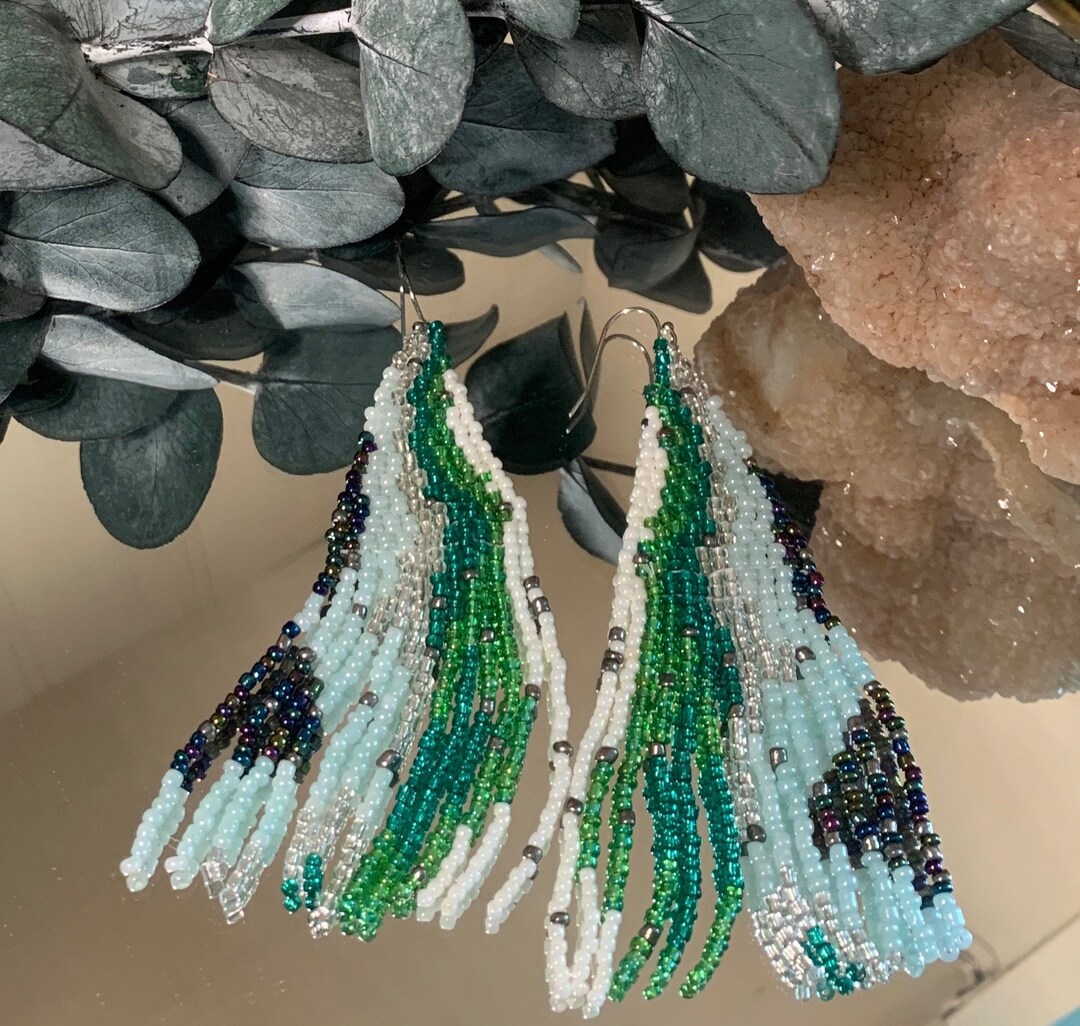 Hand Made, Seed Bead, Dangle, Fringe Earrings - Etsy