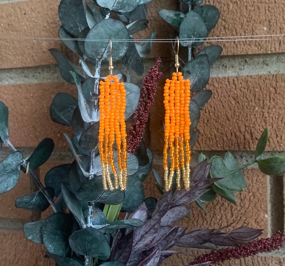 Hand Made, Seed Bead, Dangle, Fringe Earrings - Etsy
