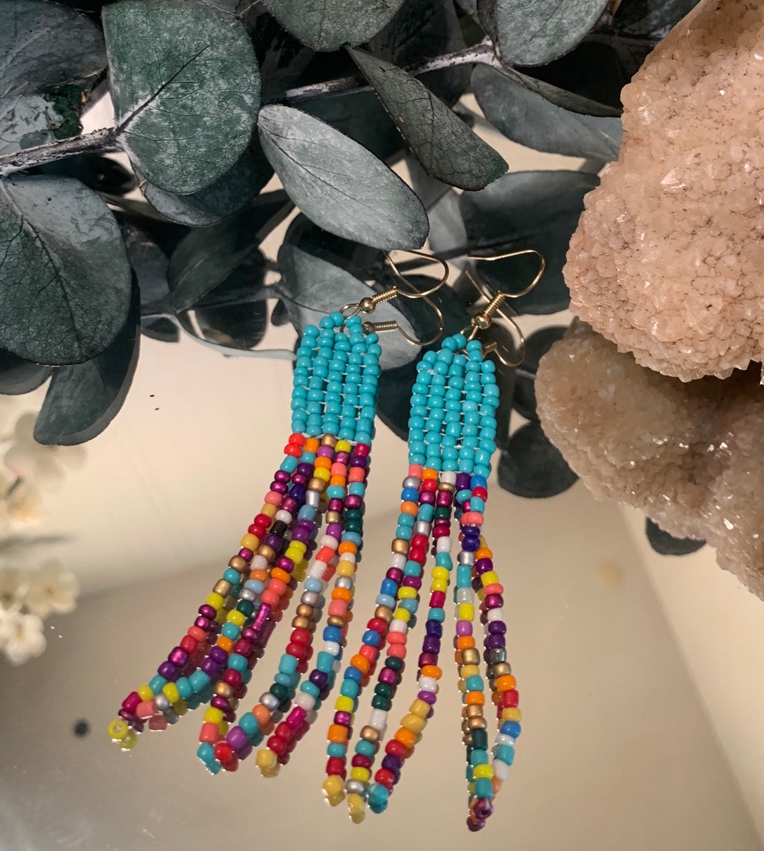 Hand Made, Seed Bead, Dangle, Fringe Earrings - Etsy