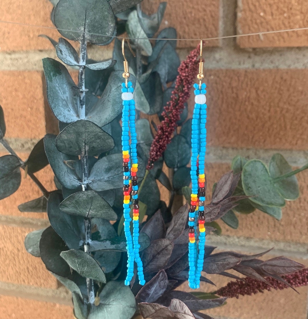 Southwest, Hand Made, Seed Bead, Dangle, Fringe Earrings - Etsy