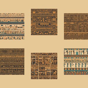 Egyptian Papyrus and Hieroglyph-inspired Endless Patterns Digital ...