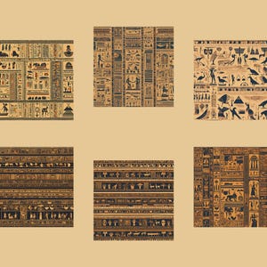 Egyptian Papyrus and Hieroglyph-inspired Endless Patterns Digital ...