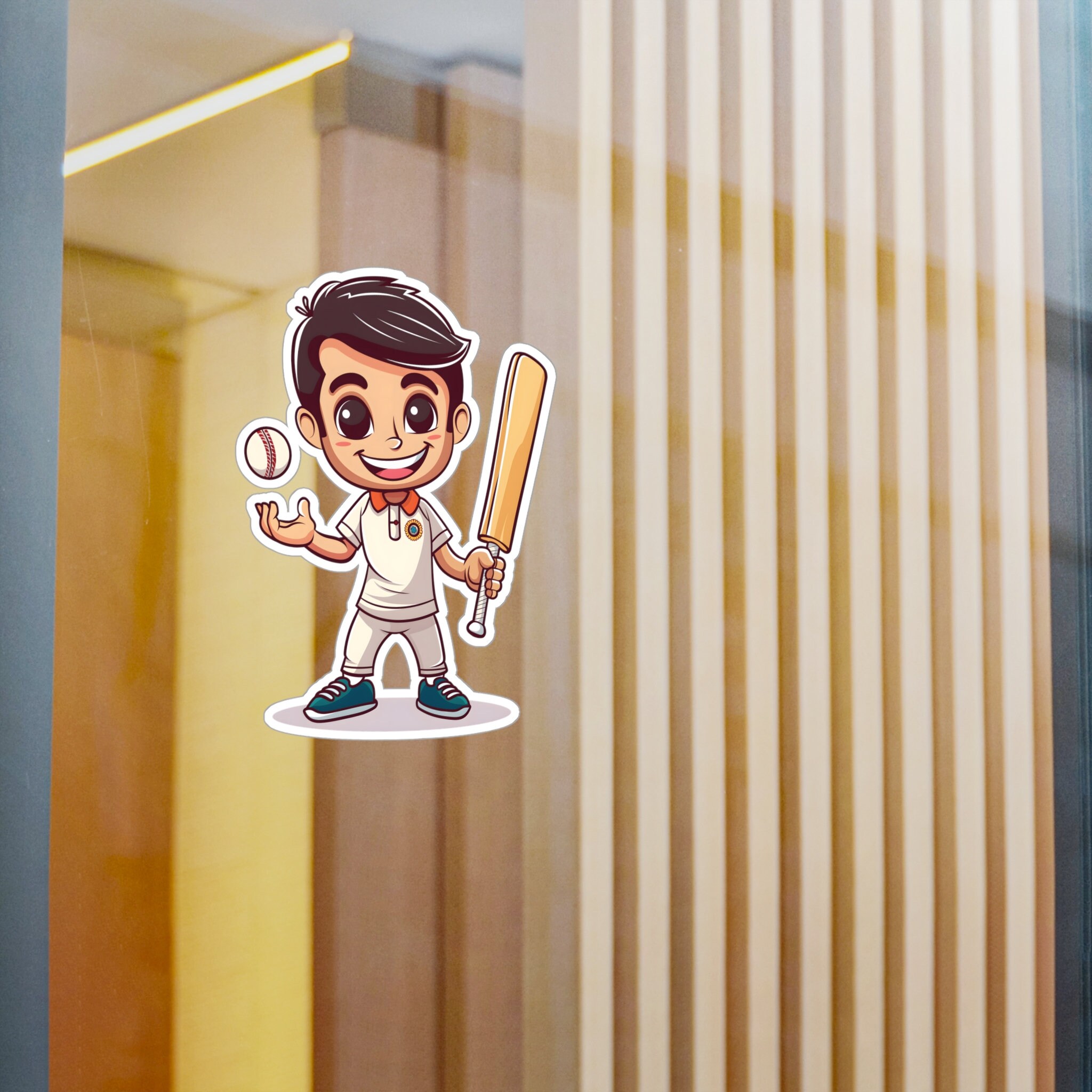 Cricket Boy Sticker Fun Sports Decal for Tech and Accessories Unique ...