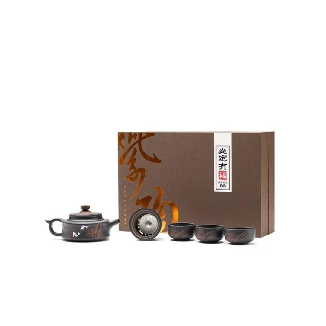 Sterling Silver Purple Pottery Tea Set Teapot Tea Cup, Kung Fu Tea Set ...