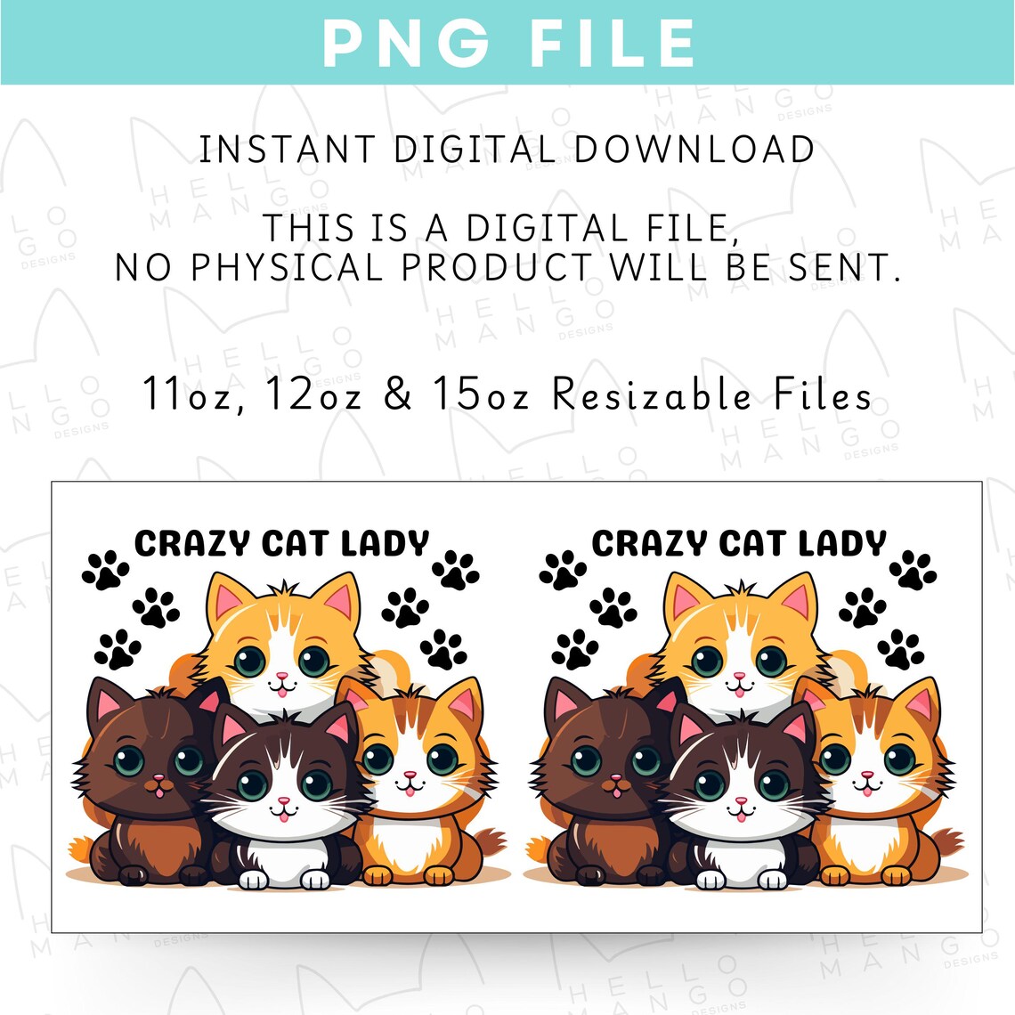 Funny Cat Mug Wrap PNG, Cat Lovers Coffee Cup Design (digital Download ...