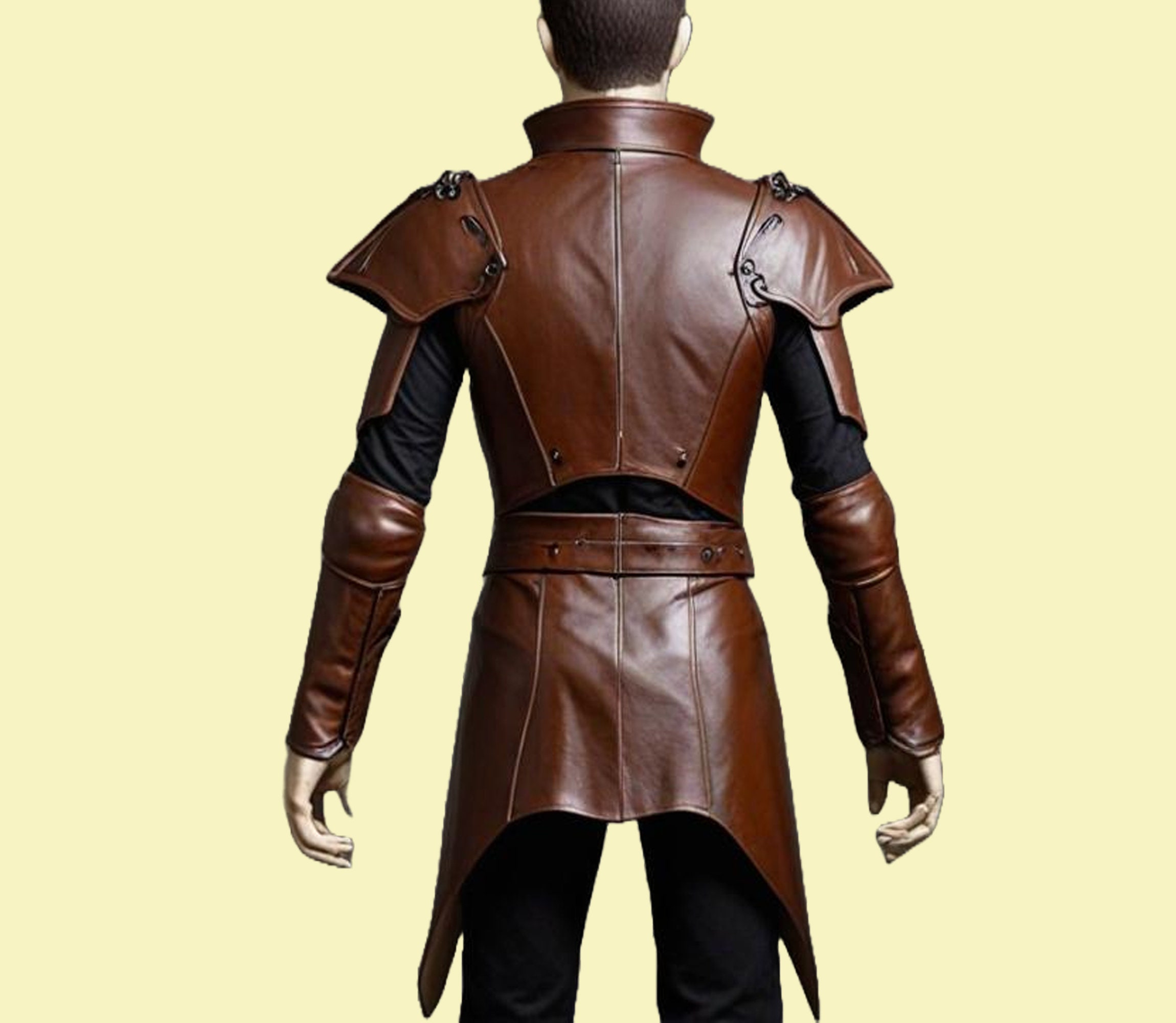 Men's Leather Brown Medieval Armor - Genuine Leather Larp Cosplay Armor ...