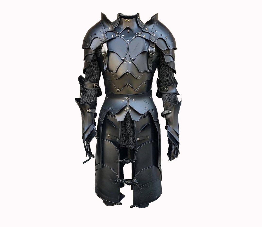 Handmade Warrior Armor Genuine Leather Black Medieval Armor Leather ...