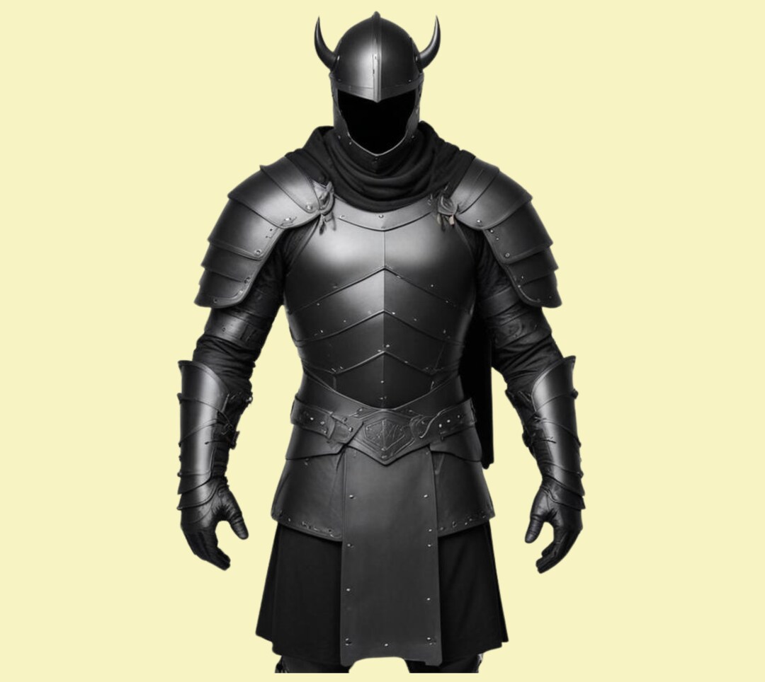 Medieval Men's Leather Black Armor - Genuine Leather Men Cosplay Armor ...