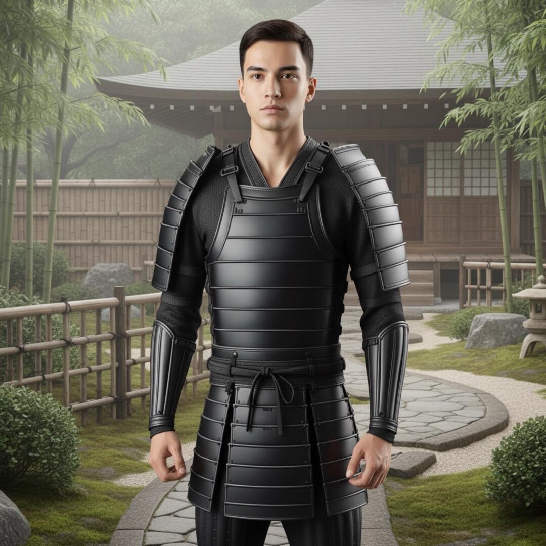 Handmade Black Samurai Leather Armor | Chest Plate + Kilt + Bracers ...