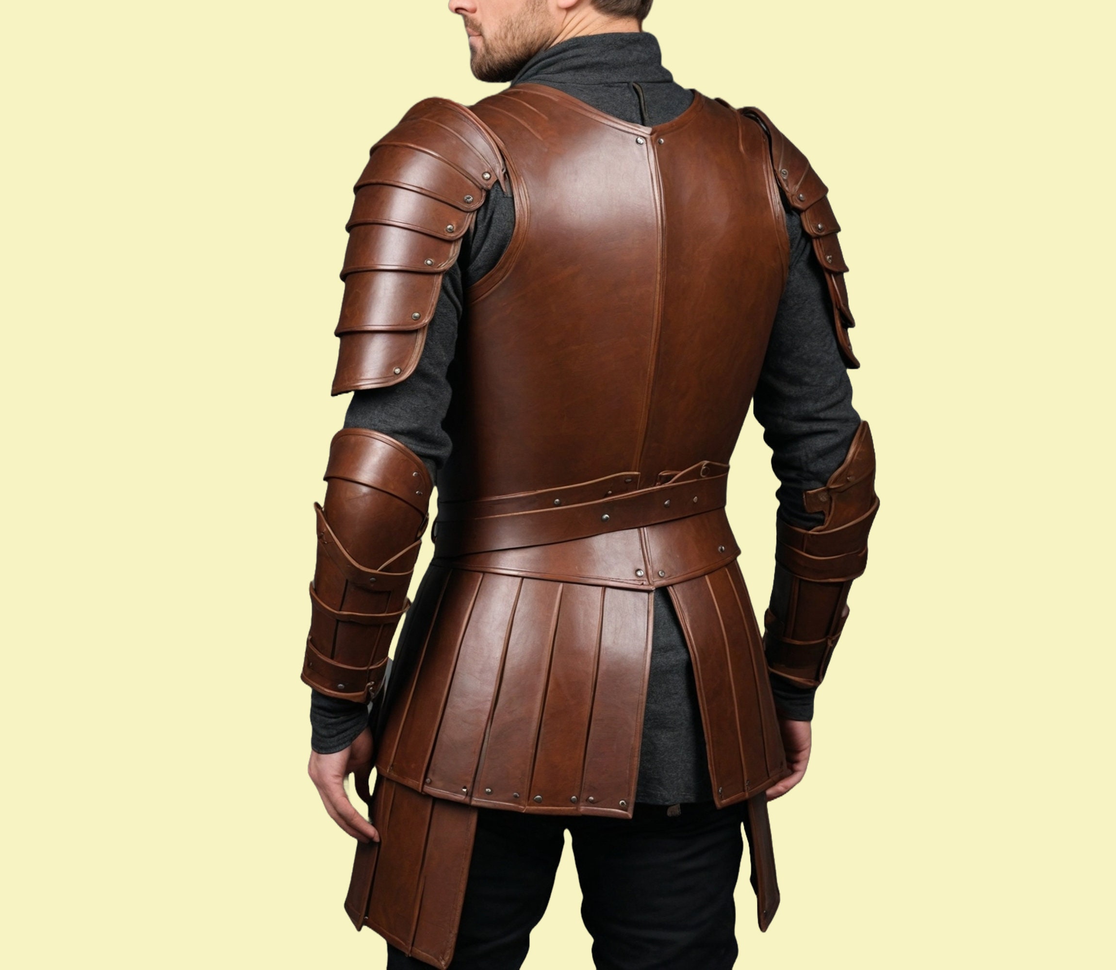 Handmade Men Leather Armor - Genuine Leather Brown Medieval Armor ...