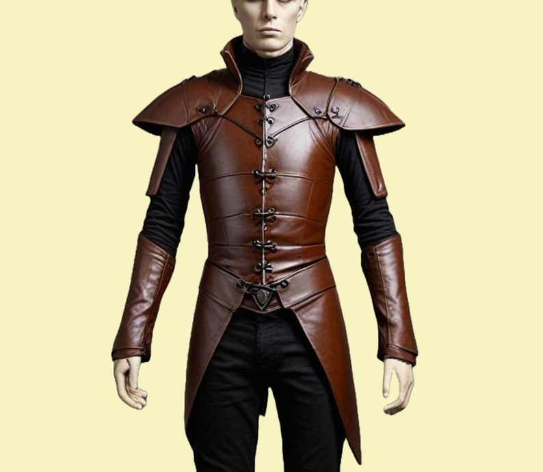 Men's Leather Brown Medieval Armor - Genuine Leather Larp Cosplay Armor ...