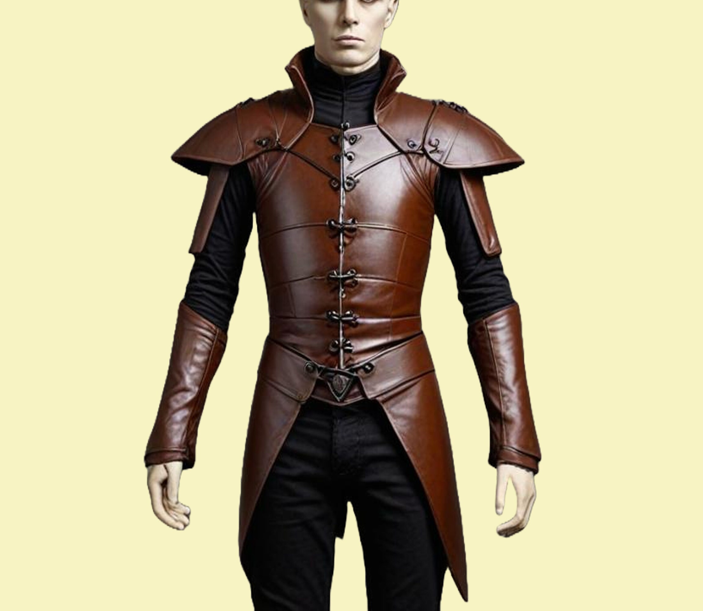Men's Leather Brown Medieval Armor - Genuine Leather Larp Cosplay Armor ...