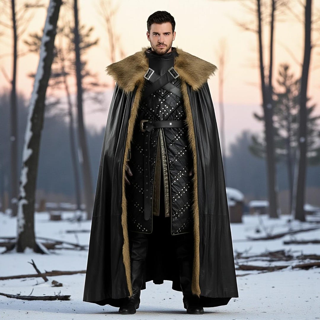 Genuine Leather Cloak With Brigandine | Jon Snow Inspired Medieval ...