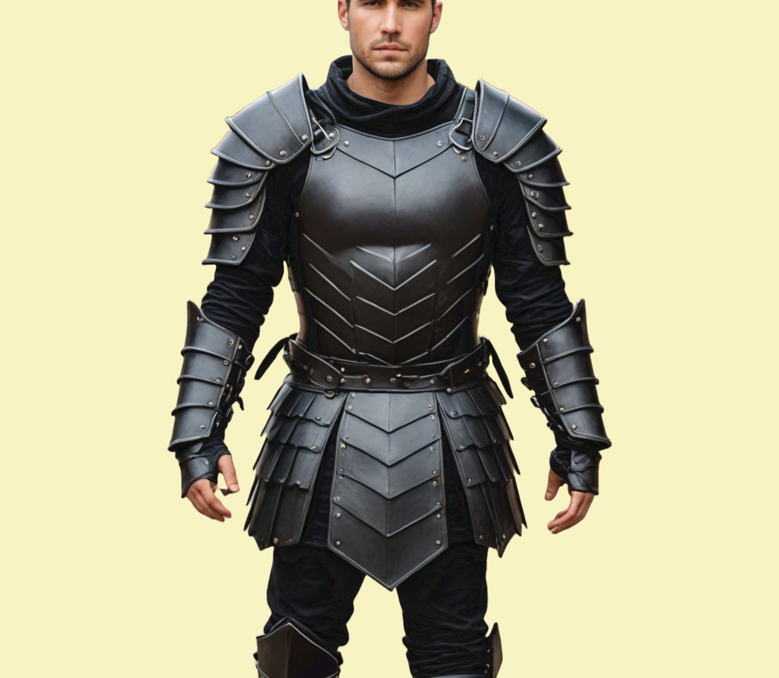Genuine Leather Cosplay Black Armor -handmade Medieval Armor Men -cow ...