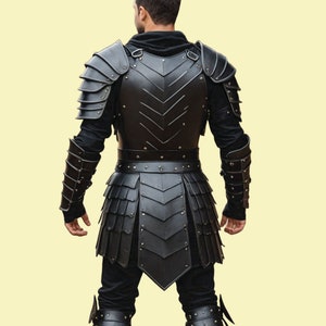 Genuine Leather Cosplay Black Armor -handmade Medieval Armor Men -cow ...
