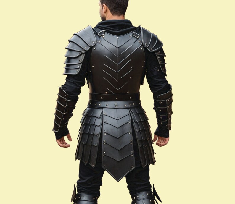 Genuine Leather Cosplay Black Armor -handmade Medieval Armor Men -cow ...