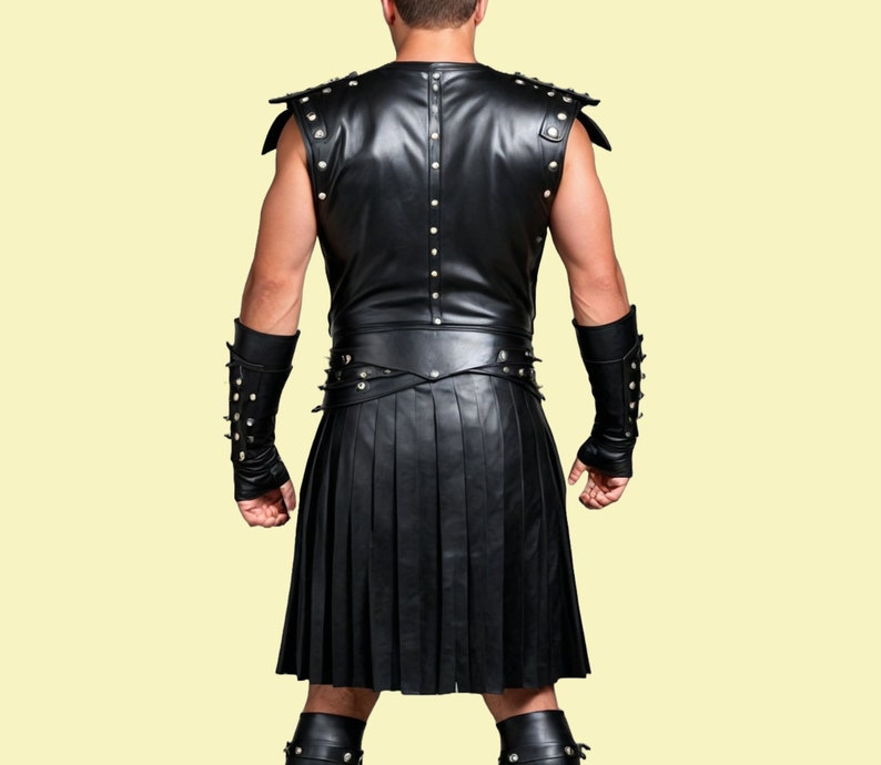 Premium Leather Men Medieval Armor Costume-genuine Leather Warrior Kilt ...