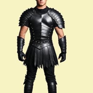 Men's Black Leather Armor Set–handmade Leather Warrior Armor,black ...
